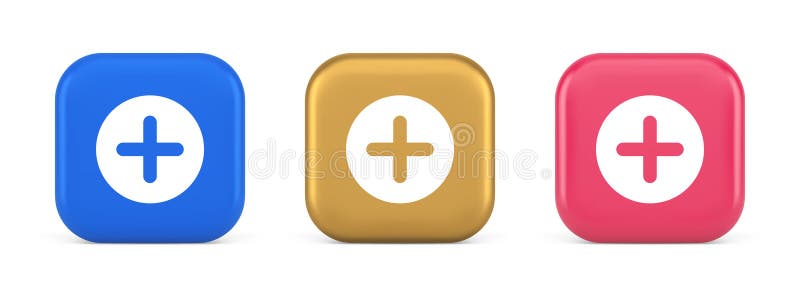 Plus Add Button Mathematical Addition Symbol 3d Realistic Icon Stock ...