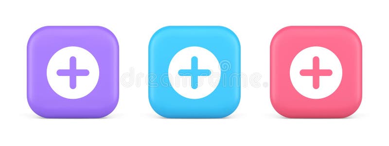Plus Add Button Mathematical Addition Symbol 3d Realistic Icon Stock ...
