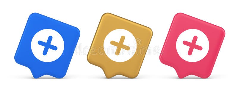 Plus Add Button Mathematical Addition Symbol 3d Realistic Speech Bubble ...