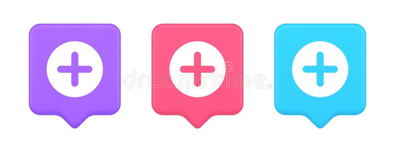 Plus Add Button Mathematical Addition Symbol 3d Realistic Speech Bubble ...