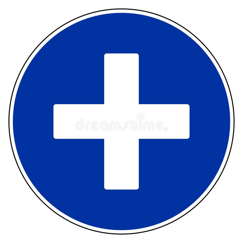 Plus Blue Sign Icon in Circle. Positive Symbol. Zoom in. Vector ...
