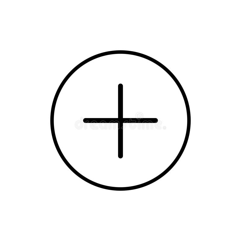 Plus Button Vector Icon, Outline Style, Isolated on White Background ...
