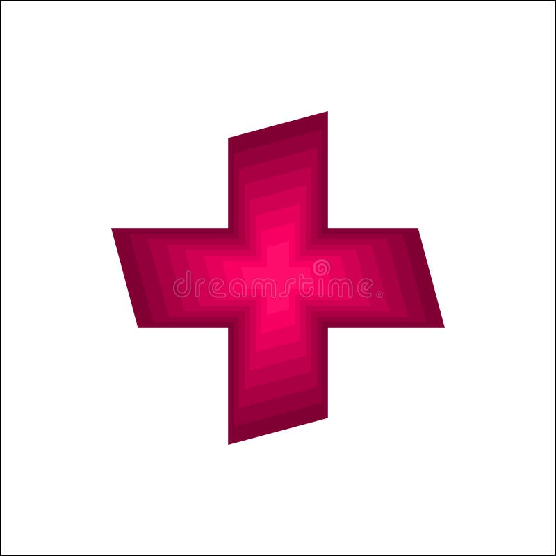 Pink Plus Symbol on White Background. Stock Illustration - Illustration ...