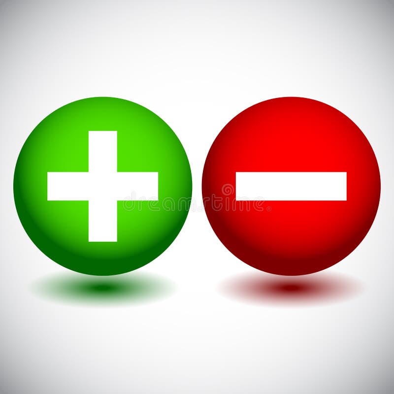 Plus, Minus Tekens Toevoeging, Aftrekkingspictogrammen, Symbolen Met ...