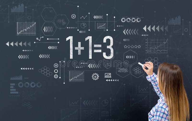 One plus one equal to two stock image. Image of artistic - 159462691