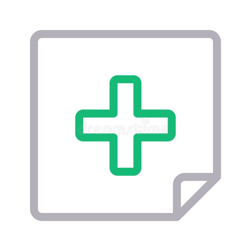 Plus File Thin Color Line Vector Icon Stock Illustration - Illustration ...