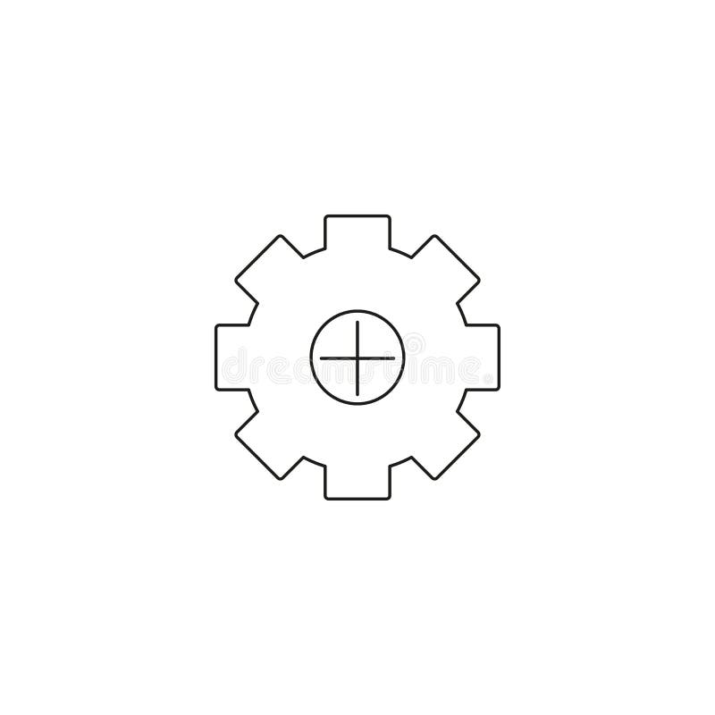 Plus Gear Icon. Pictogram Symbol Inside A Rounded Rectangular Frame ...