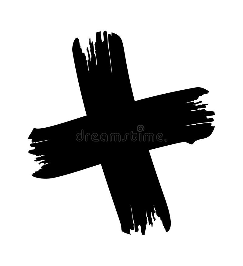 Plus Hand-drawn Sign Cross Brushstroke Stock Vector - Illustration of ...