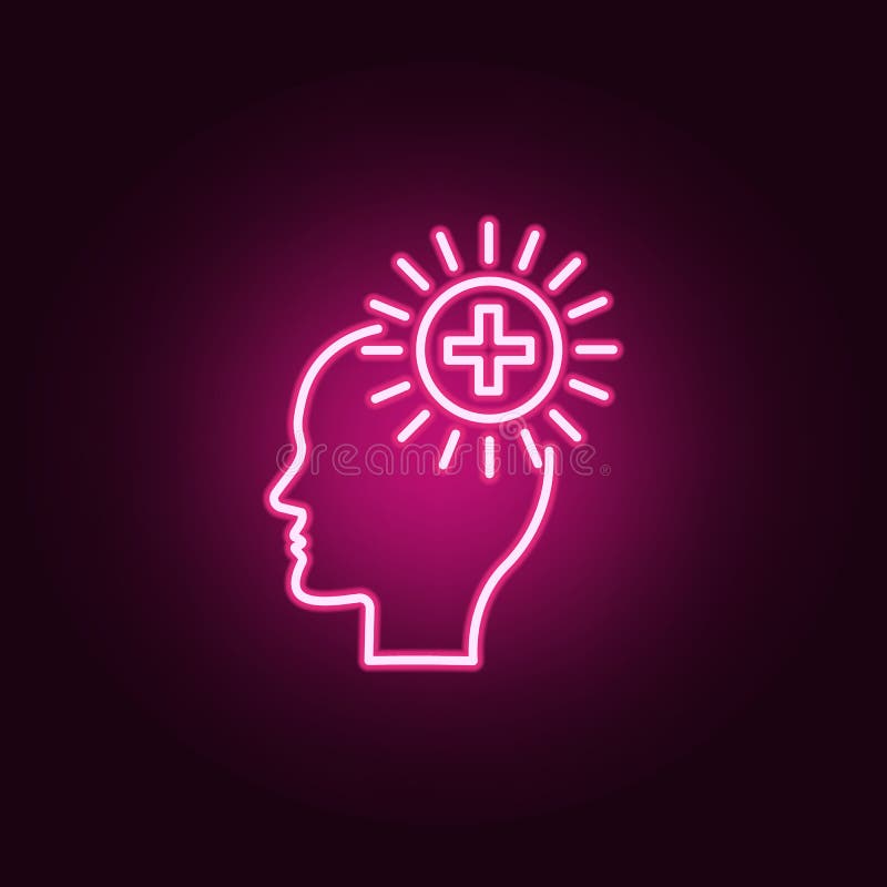 Plus, Health, Brain Neon Icon. Elements of Creative Thinking Set ...