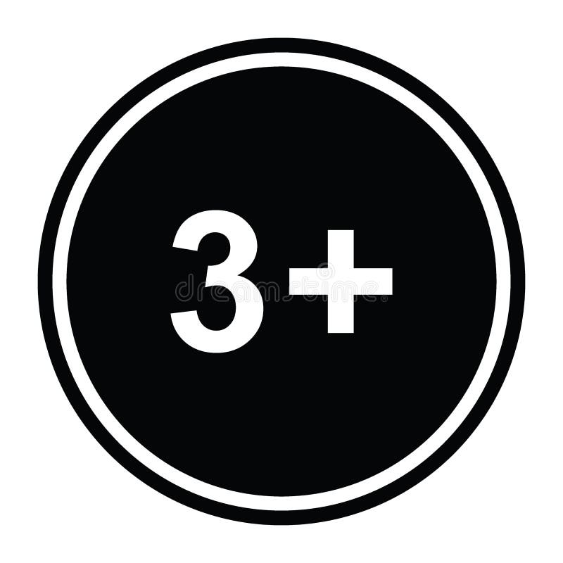 3 Plus Icon. Black Vector 3 + Plus Sign Stock Vector - Illustration of ...