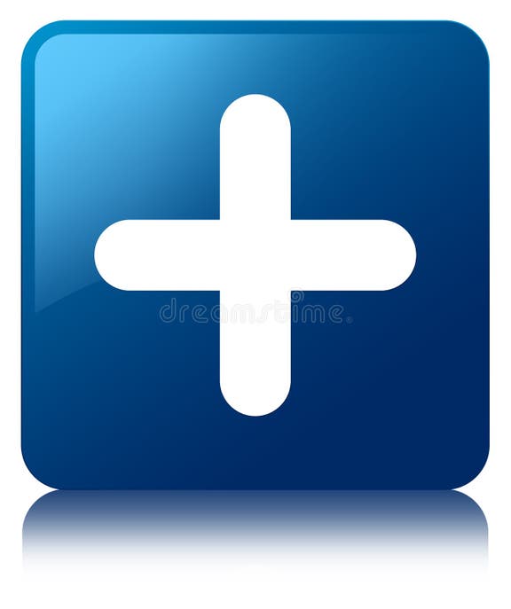 Plus Icon Blue Square Button Stock Illustration - Illustration of cross ...