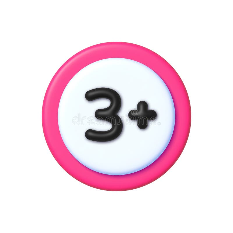 3 Plus Icon in 3d Style. Vector Under Three Years Prohibition Sign ...