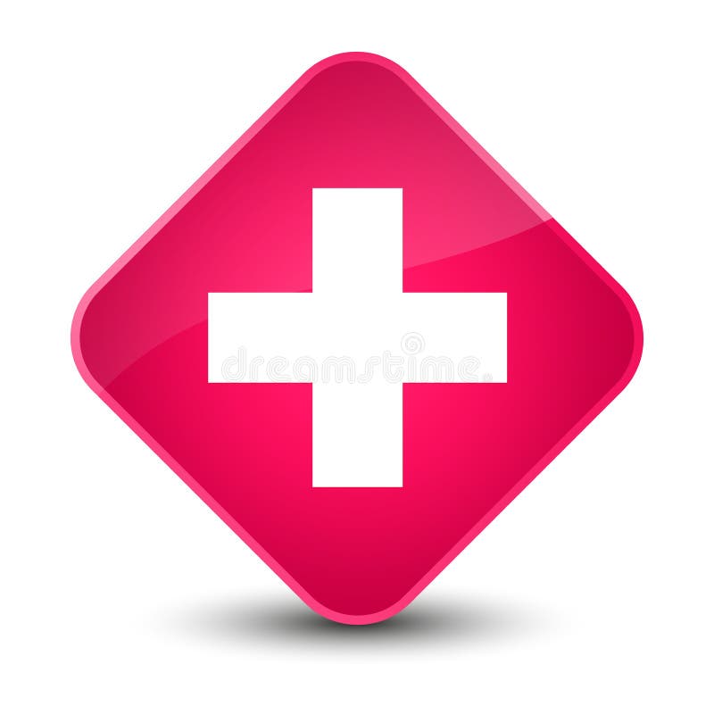 Plus Icon Elegant Pink Diamond Button Stock Illustration - Illustration ...