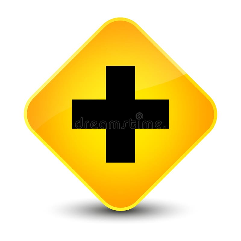 Plus Icon Elegant Yellow Diamond Button Stock Illustration ...