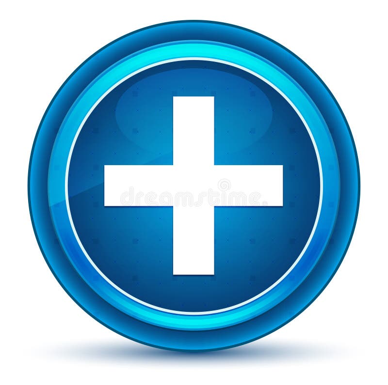 Blue 3d button. Plus sign stock vector. Illustration of symbol - 132219376
