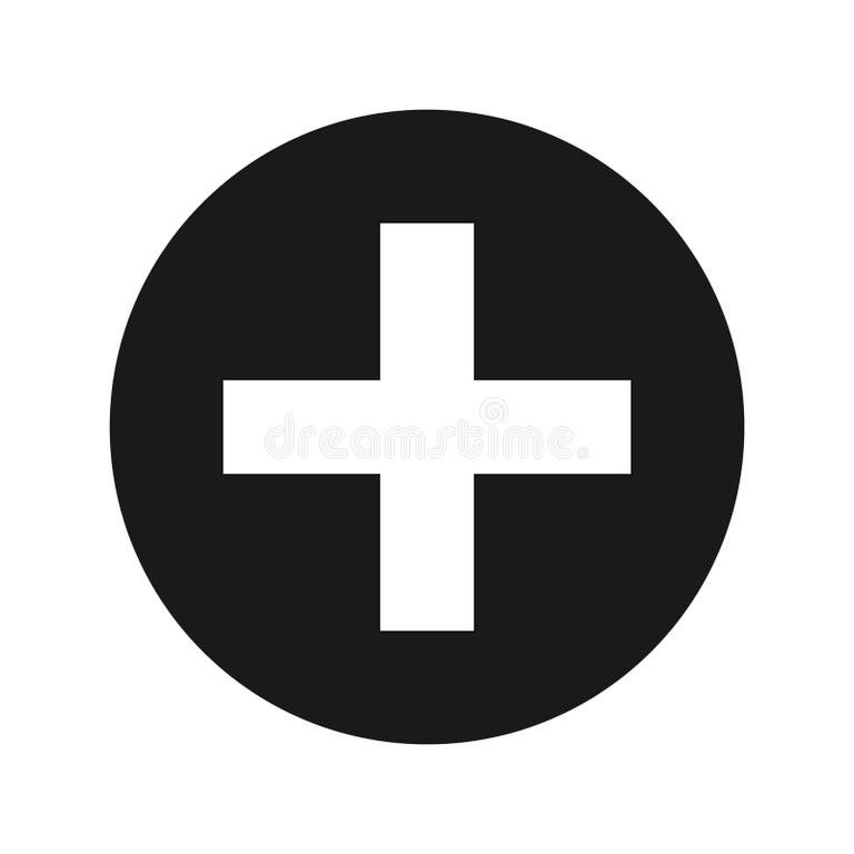 Plus Icon Flat Black Round Button Vector Illustration Stock Vector ...
