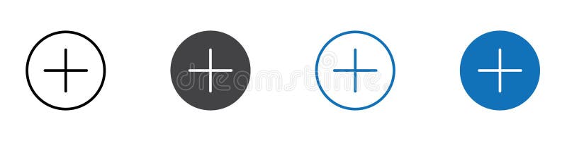Plus Icon Flat Editable Icon Mark Set Stock Vector - Illustration of ...