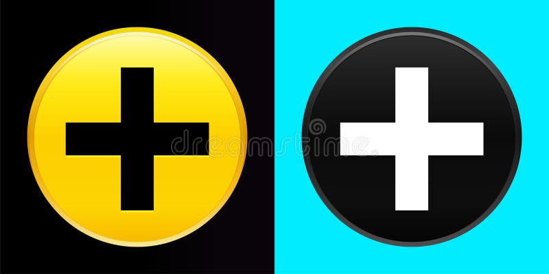 Plus Icon Flat Exclusive Button Set Stock Vector - Illustration of ...