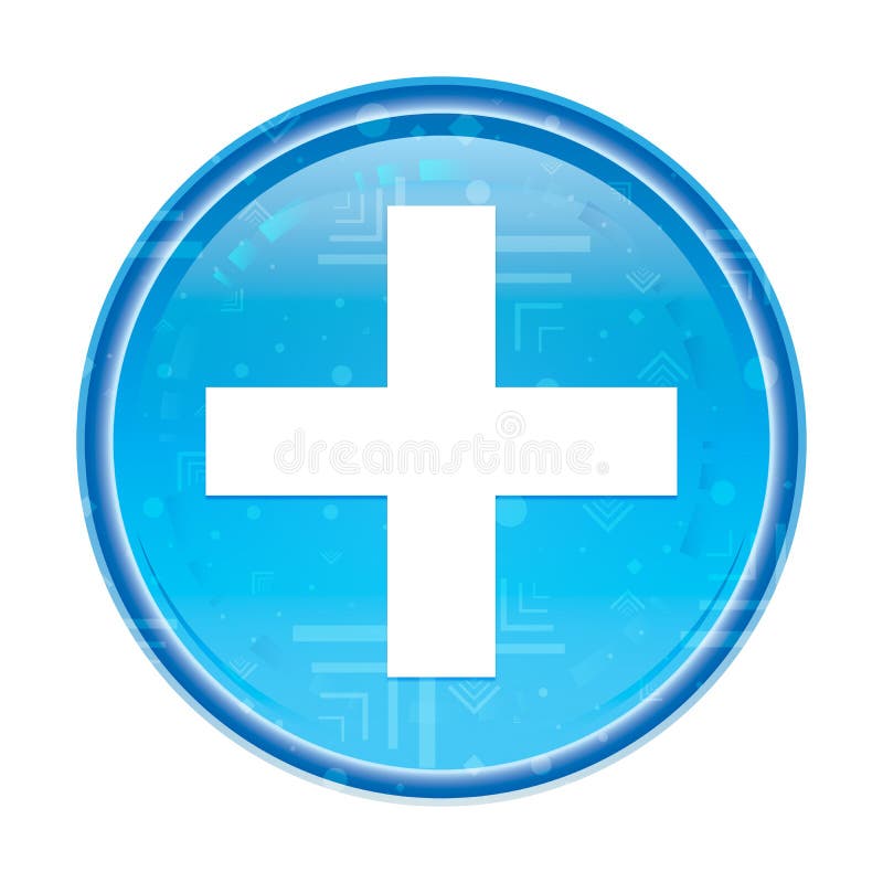 Plus Icon Floral Blue Round Button Stock Illustration - Illustration of ...