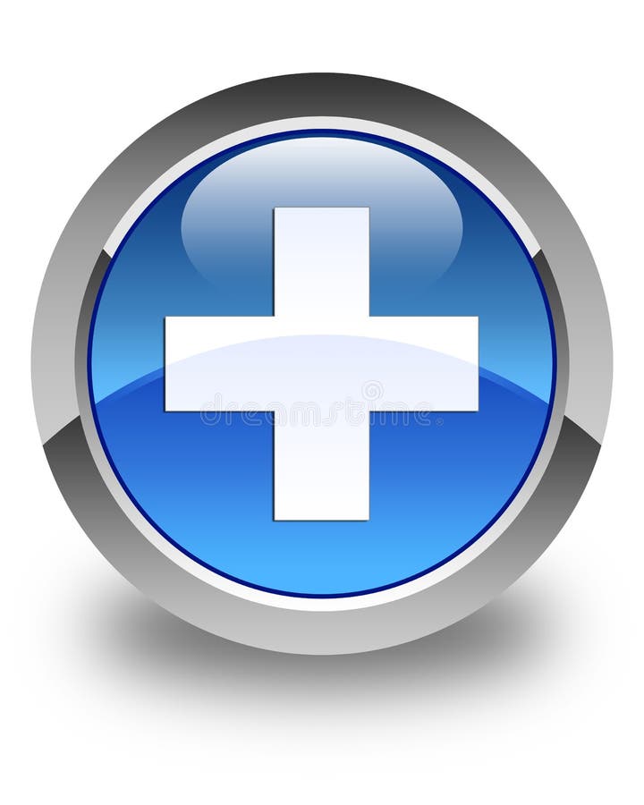 Plus Icon Glossy Blue Round Button Stock Illustration - Illustration of ...