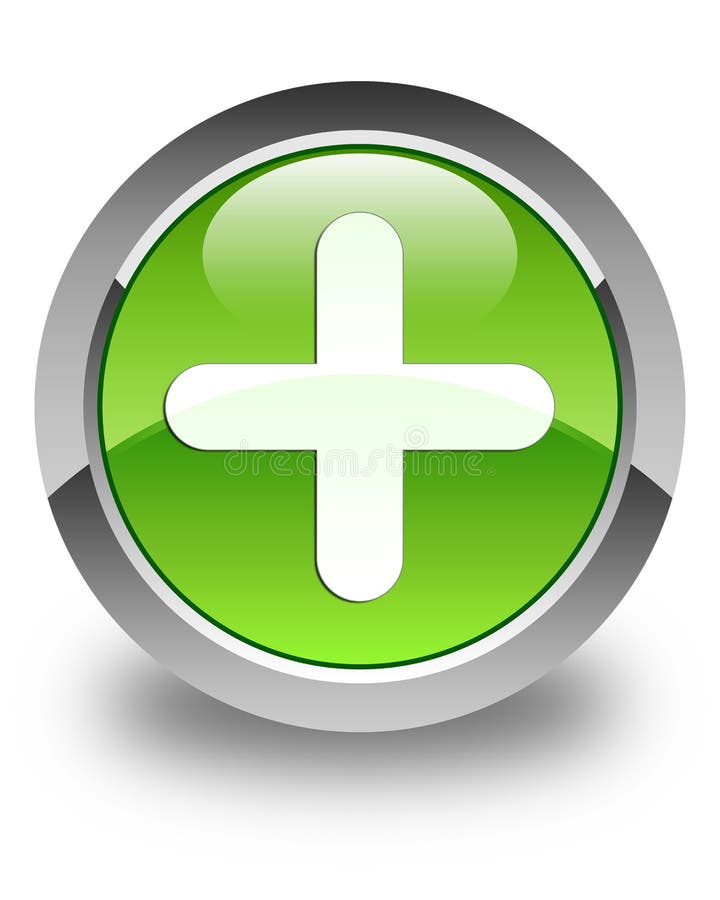 Plus Icon Glossy Green Round Button Stock Illustration - Illustration ...