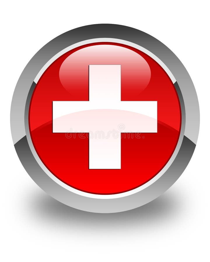 Plus Icon Glossy Red Round Button Stock Illustration - Illustration of ...