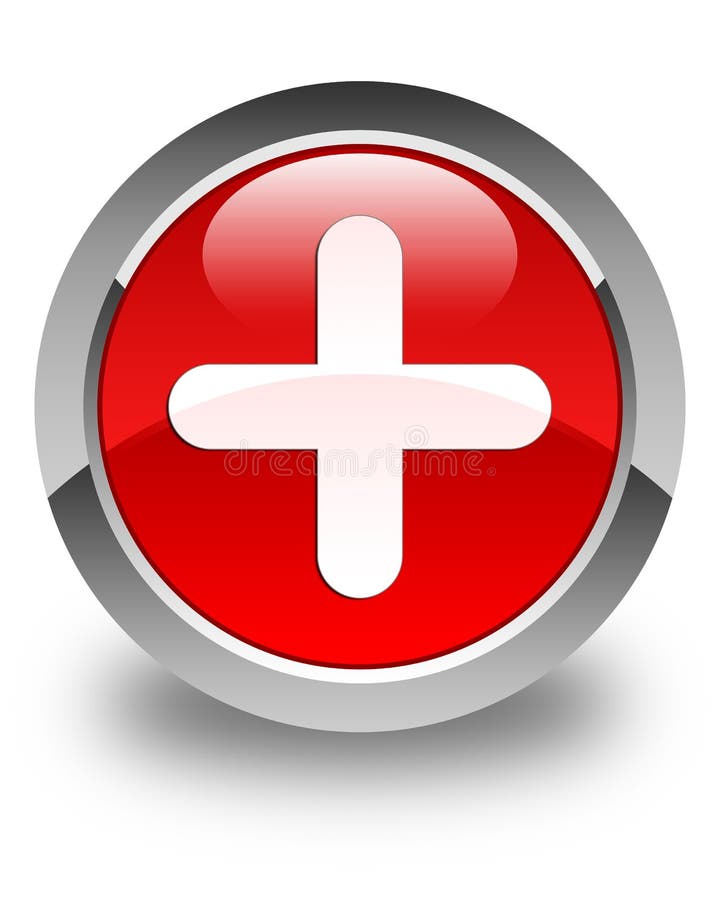 Plus Icon Glossy Red Round Button Stock Illustration - Illustration of ...