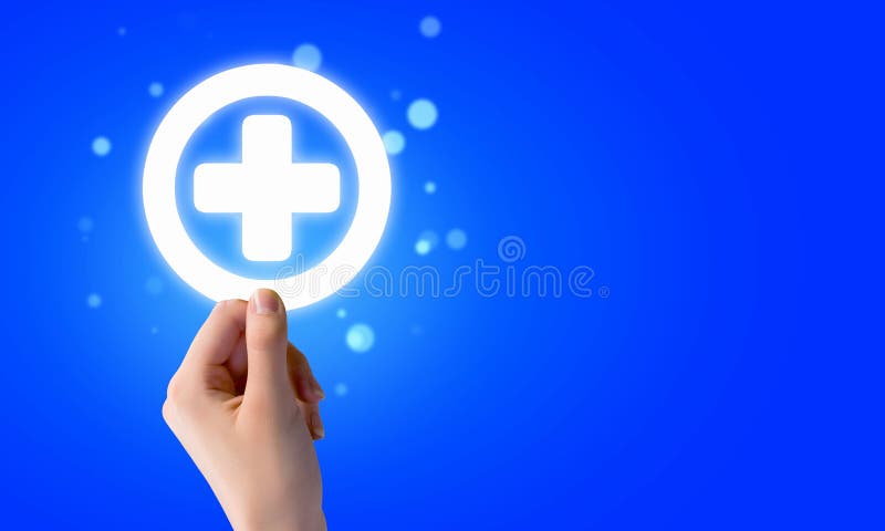 Plus icon stock image. Image of blue, select, finger - 56765955