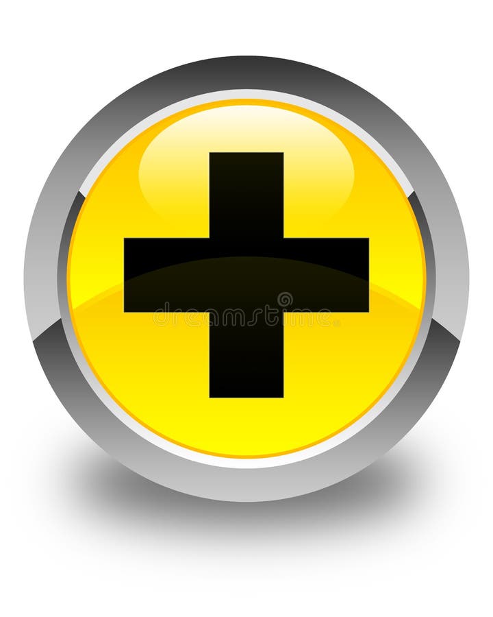 Plus Icon Glossy Yellow Round Button Stock Illustration - Illustration ...
