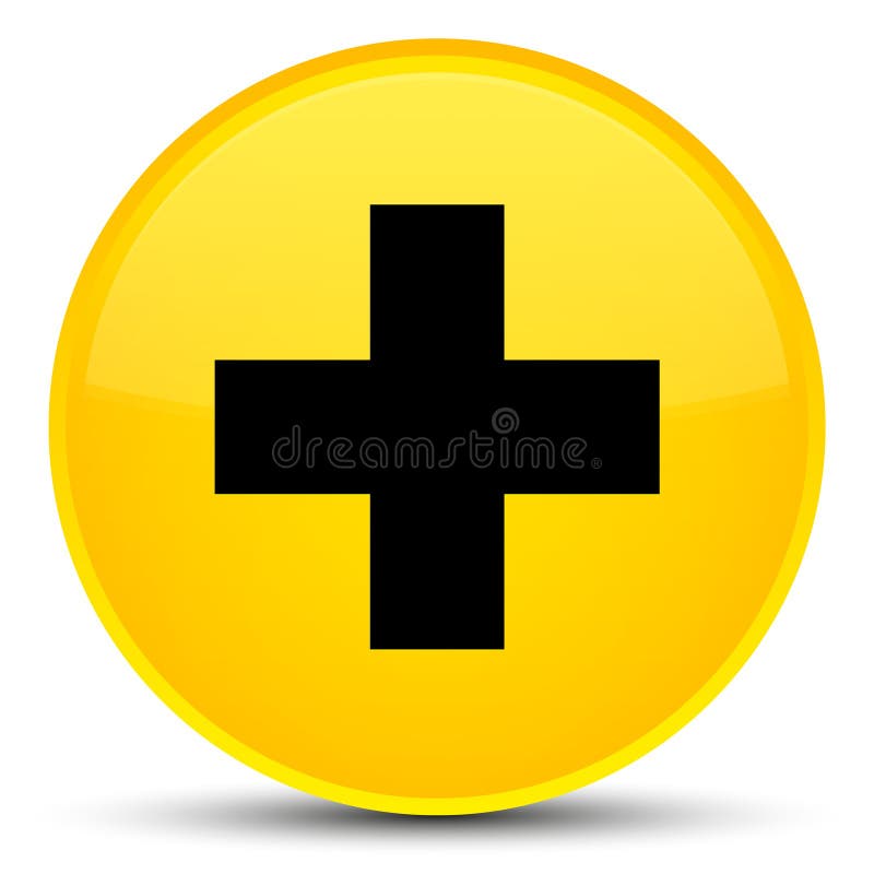 Plus Icon Special Yellow Round Button Stock Illustration - Illustration ...