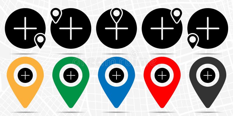 Plus Icon in Location Set. Simple Glyph, Flat Illustration Element of ...
