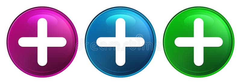 Plus Icon Magic Glass Design Round Button Set Illustration Stock Vector ...