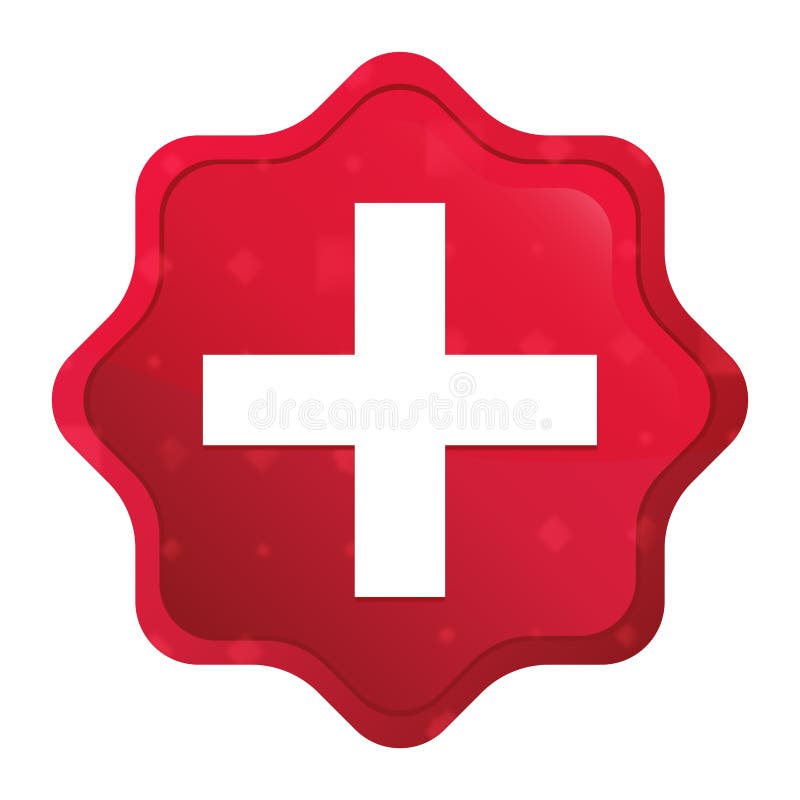 Plus Icon Misty Rose Red Starburst Sticker Button Stock Illustration ...