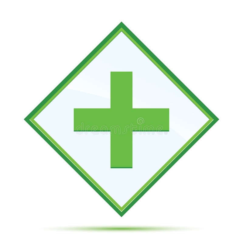 Plus Icon Modern Abstract Green Diamond Button Stock Illustration ...