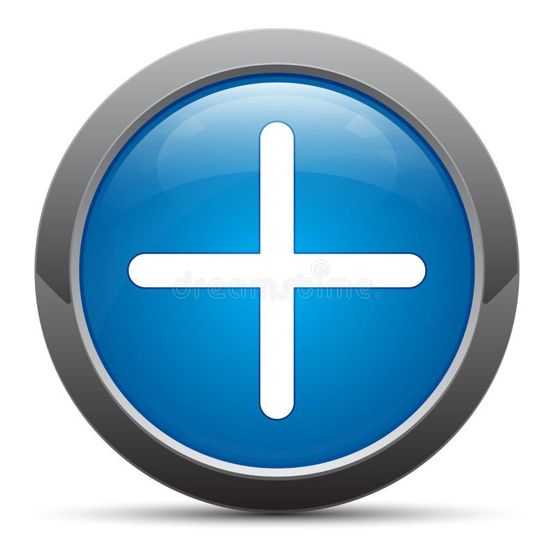 Sky Blue 3d Plus Symbol. Metal Font With Glossy Reflections And Shadow ...