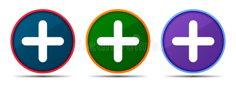 Plus Icon Silky Smart Flat Round Buton Set Illustration Stock Vector ...