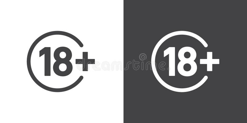 18 Plus Icon Flat Vector Set Outline Stock Vector - Illustration of ...