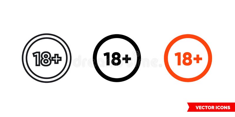 18 Plus Icon of 3 Types. Isolated Vector Sign Symbol. Stock Vector ...