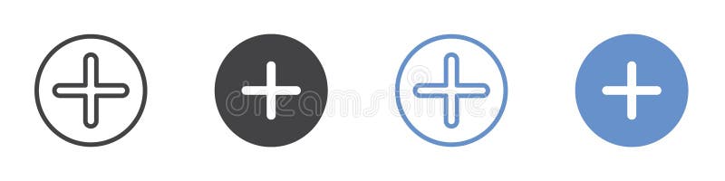 Plus Icon Flat Line Symbol Set Stock Vector - Illustration of pictogram ...