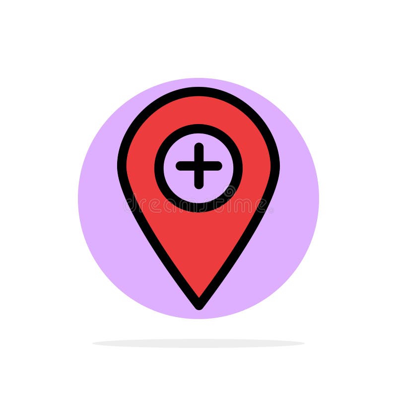 Plus, Location, Map, Marker, Pin Abstract Circle Background Flat Color ...