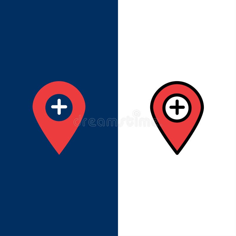 Plus, Location, Map, Marker, Pin Icons. Flat and Line Filled Icon Set ...