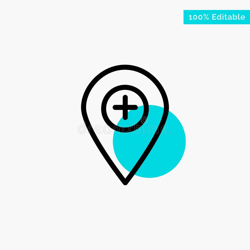 Plus, Location, Map, Marker, Pin Turquoise Highlight Circle Point ...