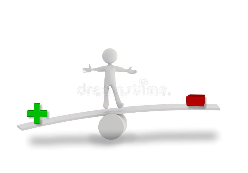 Plus Min Wit Karaktersaldo - 3d Het Teruggeven Stock Illustratie ...