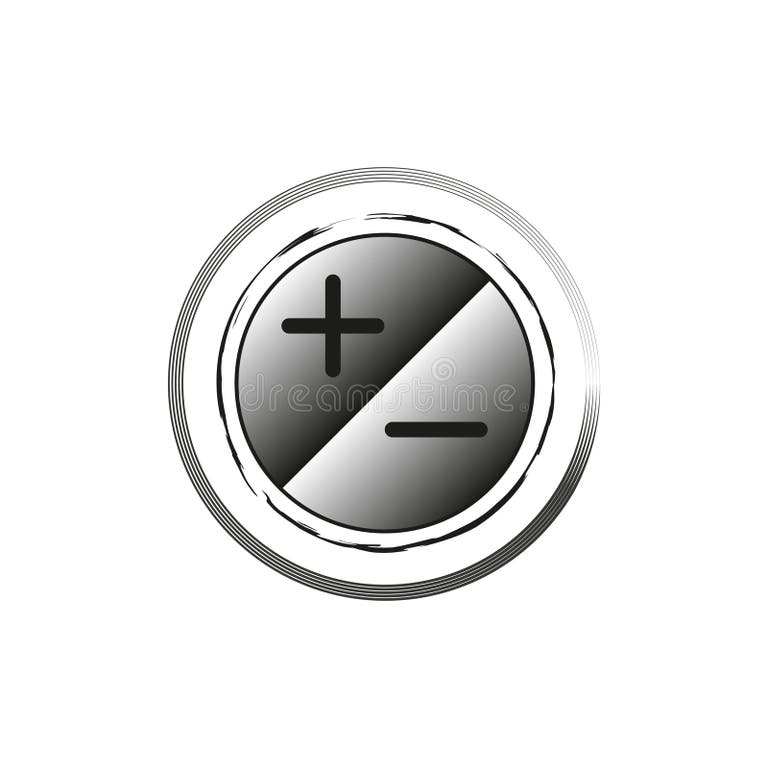 Plus Minus Button. Black and White. Circular Icon. Vector Illustration ...