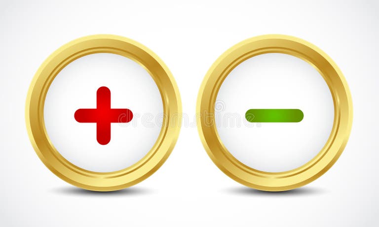 Plus minus buttons stock vector. Illustration of positive - 28625833