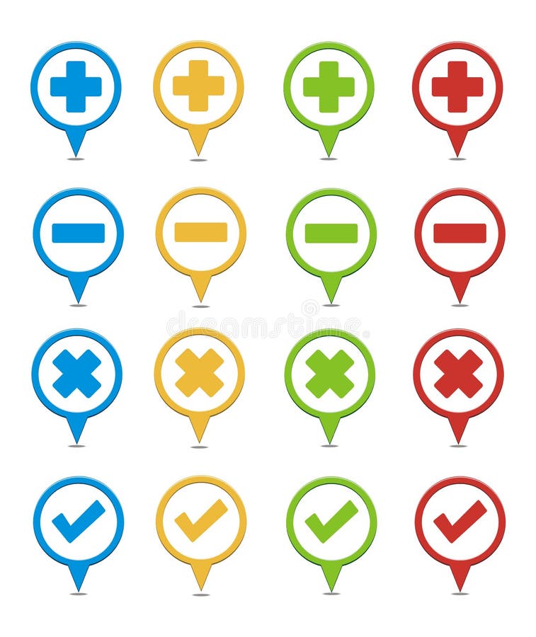 Plus, Minus, Check, Cross Circle Buttons Stock Illustration ... Plus, Minus, Check, Cross Circle Buttons Stock Illustration ...