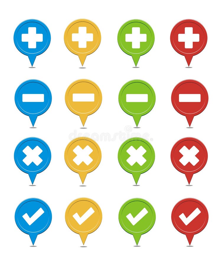 Plus, Minus, Check, Cross Sticker Sets Stock Vector - Illustration of ... Plus, Minus, Check, Cross Sticker Sets Stock Vector - Illustration of ...