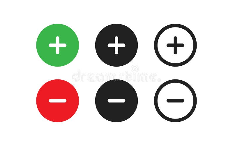 Plus and Minus, Great Design. Line Isolated Simple Icon Set in Vector ...