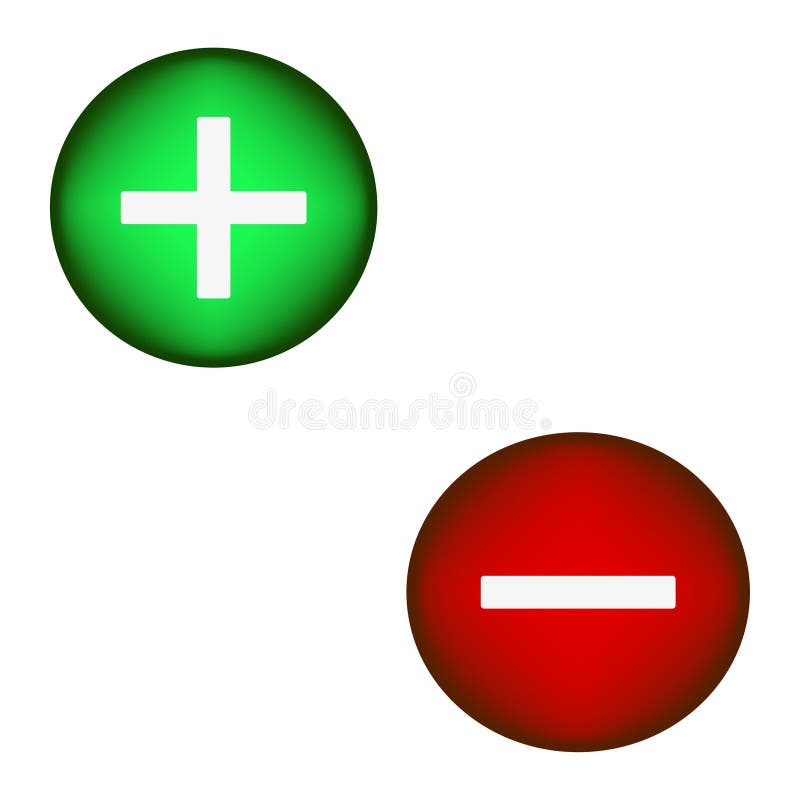 Plus Minus Icon. Green Red Buttons. Add Subtract Symbols. Vector Pair ...