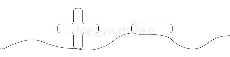 Plus and Minus Icon Line Continuous Drawing Vector. One Line Plus and ...